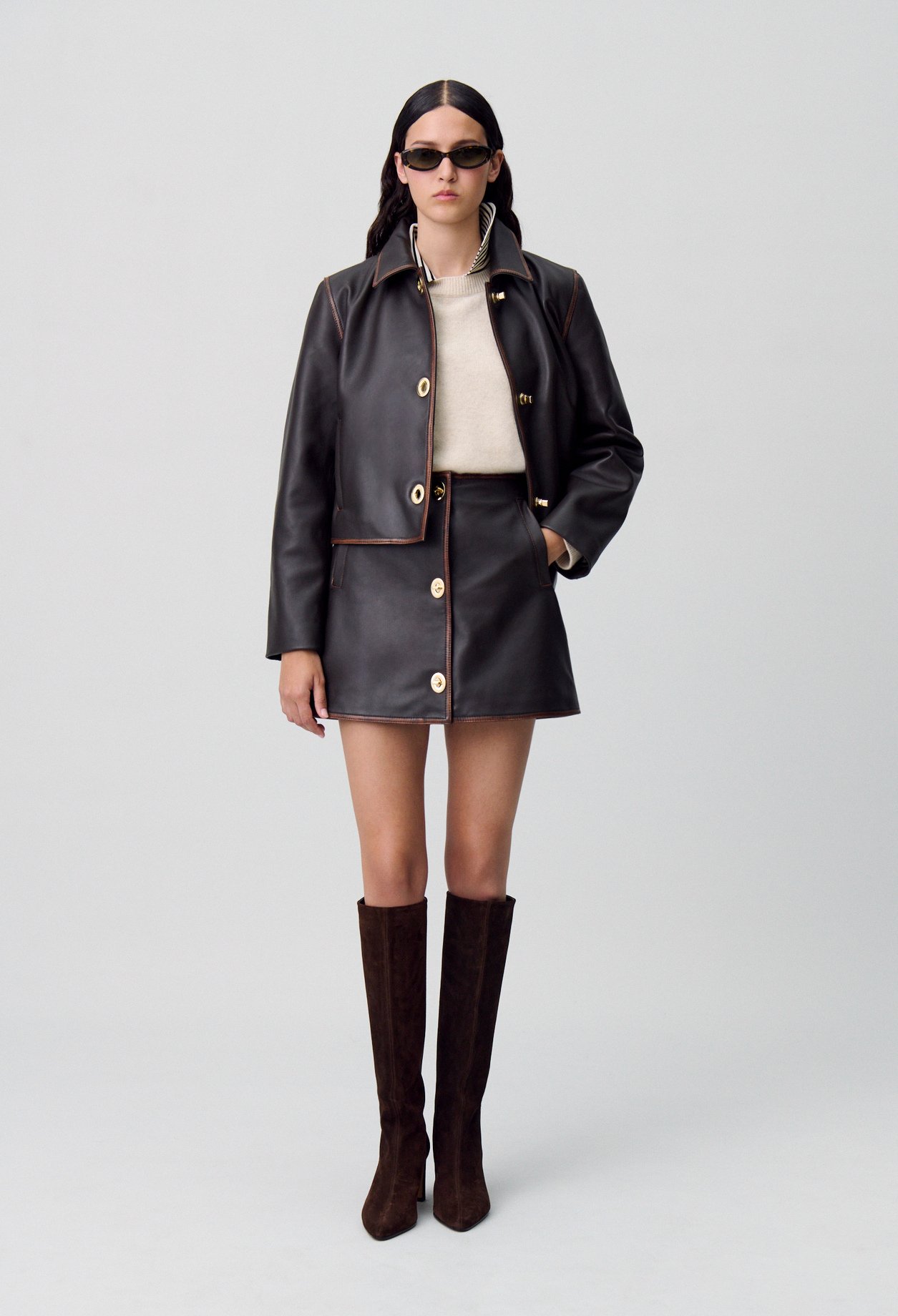 Short A-line Leather Skirt for women | Claudie Pierlot